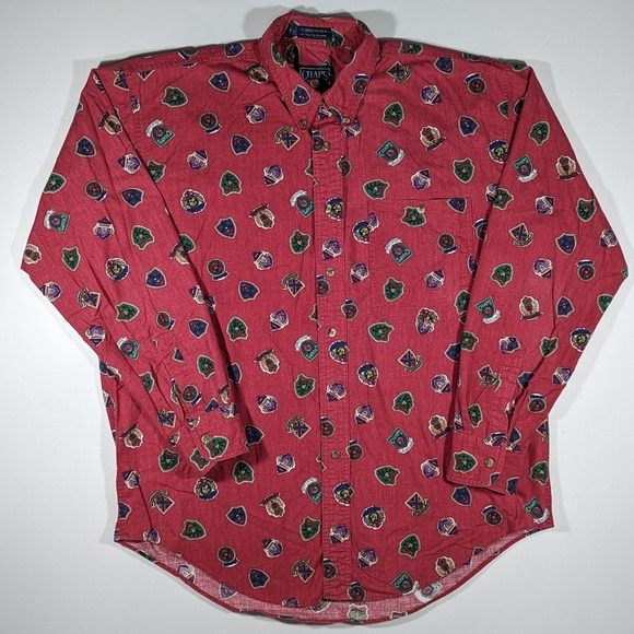 Chaps | Shirts | Vintage Chaps Ralph Lauren Aop Crest Dress Shirt Mens ...